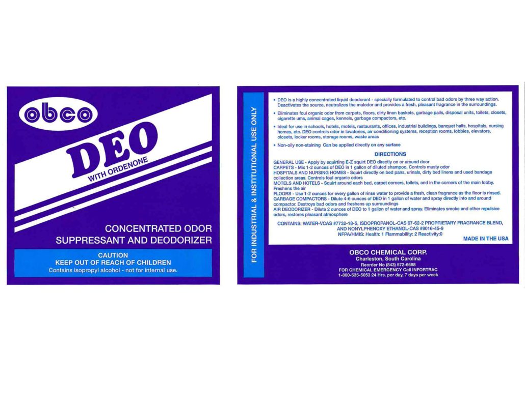 DEO Deodorizer - OBCO Chemical Corporation - Janitorial and Restaurant ...