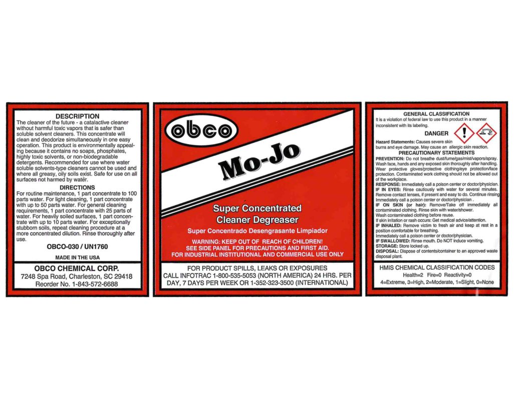 Mo-Jo Cleaner & Degreaser - OBCO Chemical Corporation - Janitorial and ...