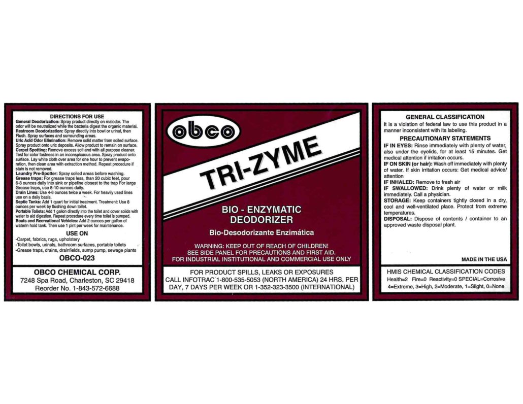 Tri-Zyme Bio-Enzymatic Deodorizer - OBCO Chemical Corporation ...